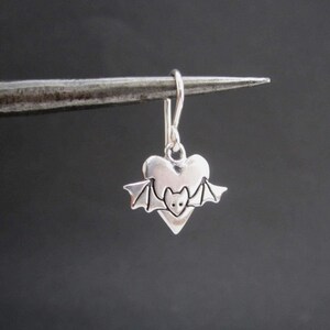 Bat Earrings - Sterling Silver Bat and Heart Earrings - Etsy