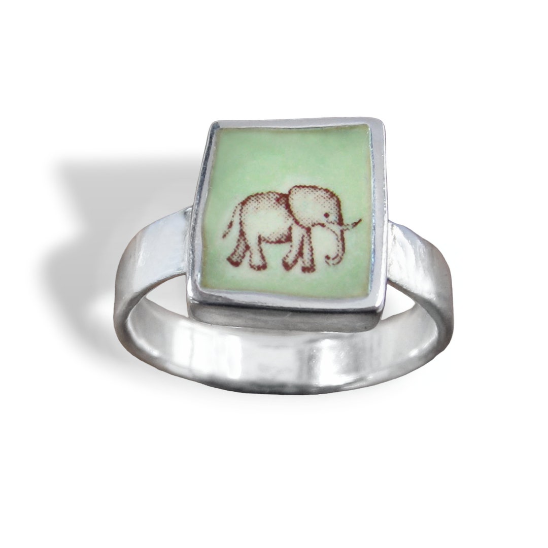 Elephant Ring - Sterling Silver and Vitreous Enamel With Original ...