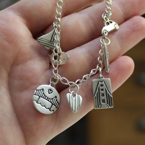 Golden Gate Bridge Charm Bracelet - 100% Sterling Silver - Charm ...