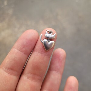 Tiny Sneaky Cat Charm - Small Detailed and Adorable Solid Sterling ...