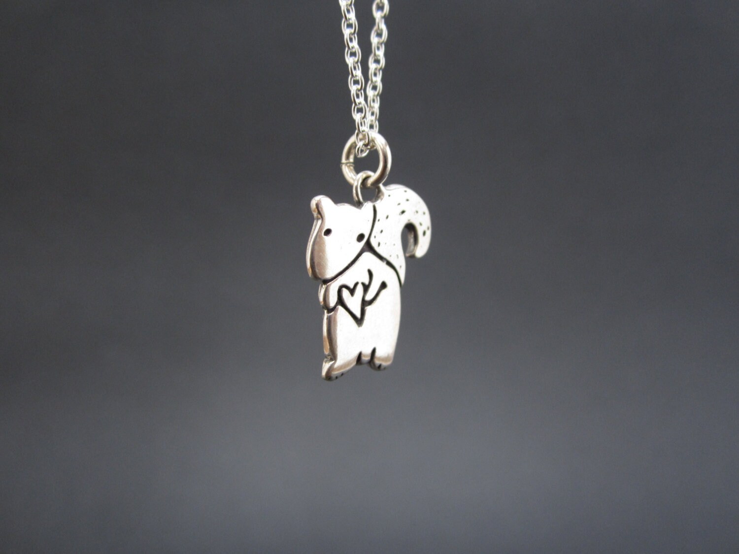 Sterling Squirrel Necklace Silver Tubby the Squirrel Pendant | Etsy