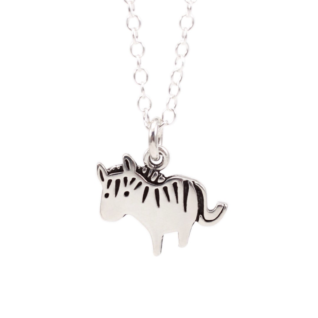 Tiny Zebra Charm Necklace - Adorable Sterling Silver Zebra Charm on ...