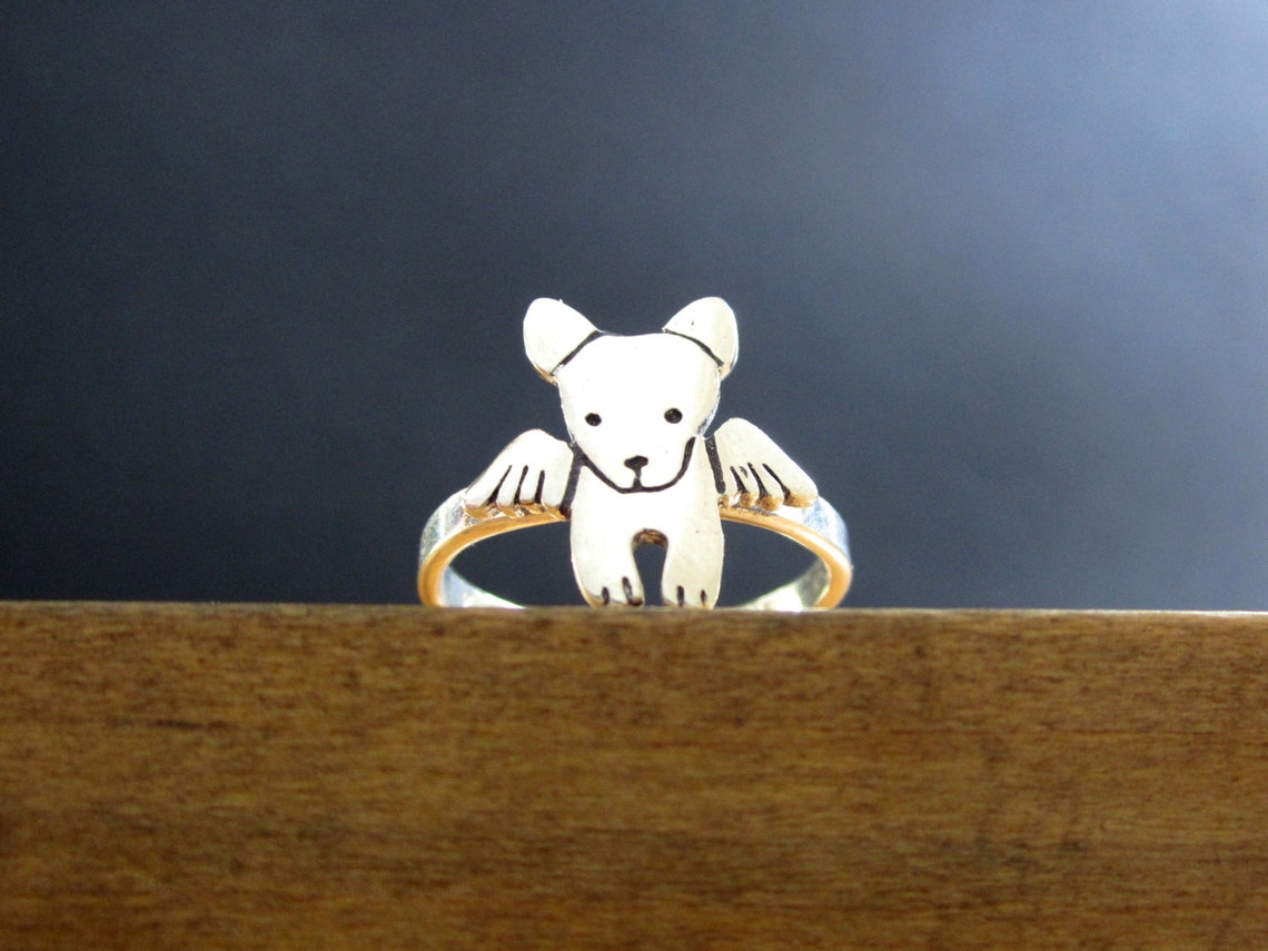 Sterling Silver Angel Dog Ring Dog With Wings Dog Memorial - Etsy
