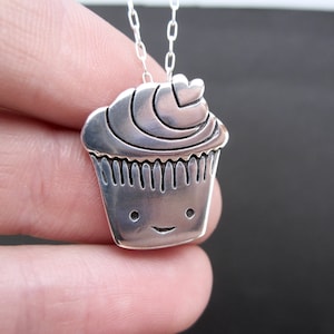 Sterling Silver Cupcake Charm Necklace: Adjustable Chain - Etsy