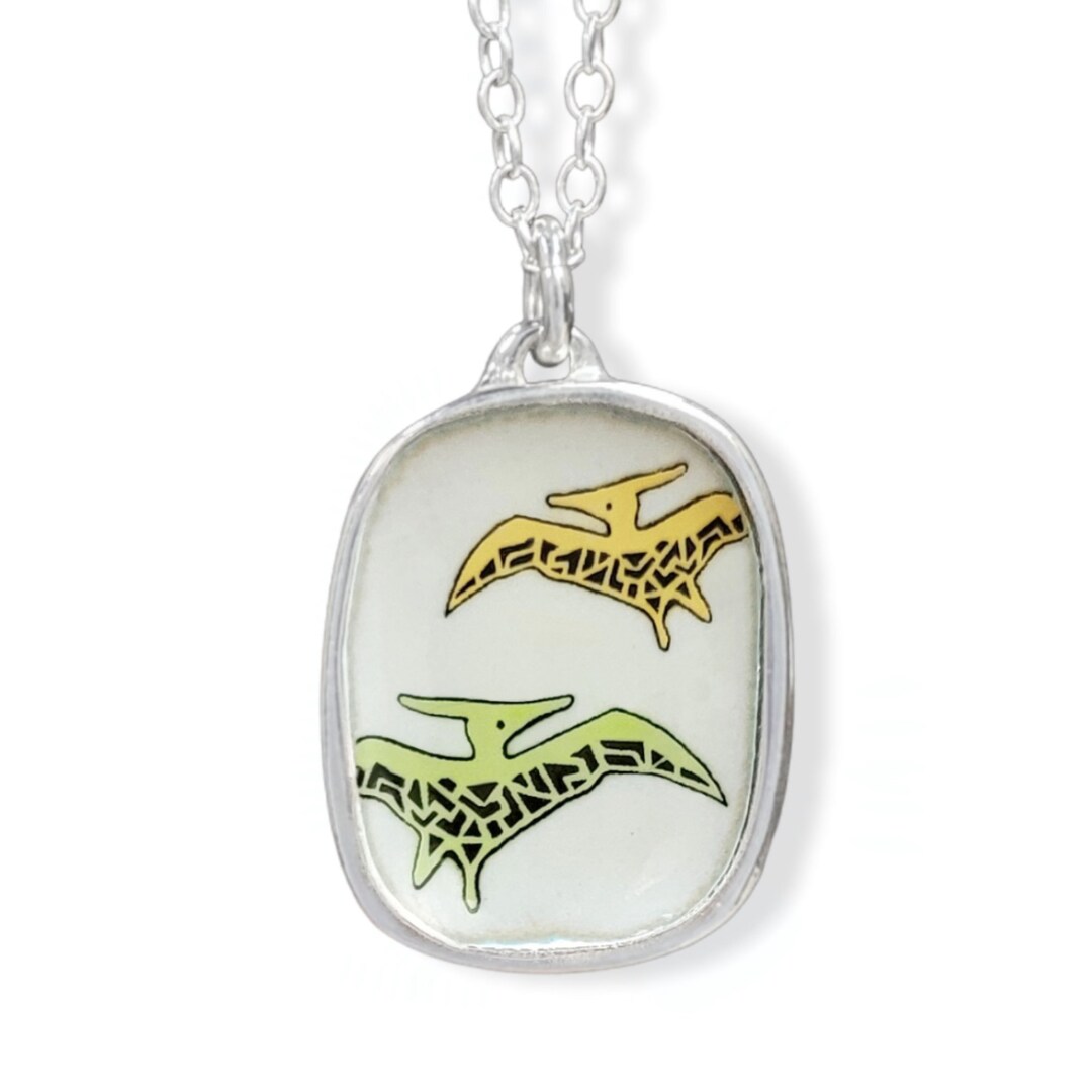 Sterling Silver Pterodactyl Dinosaur Charm Necklace on Adjustable Chain ...