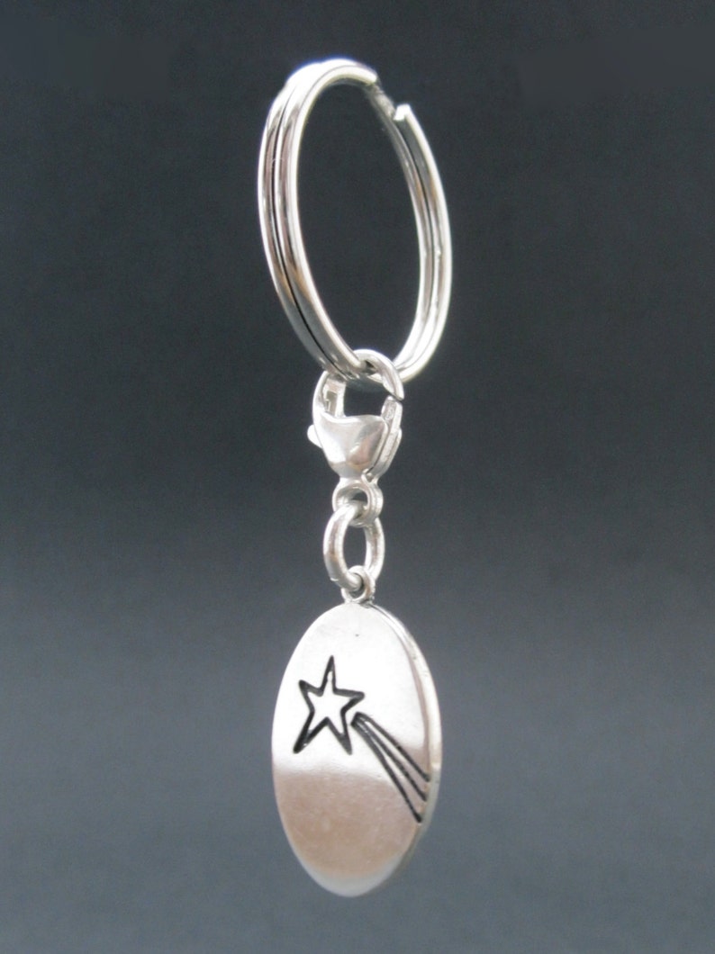 Sterling Silver Wolf Keychain Silver Shooting Star Keyring | Etsy