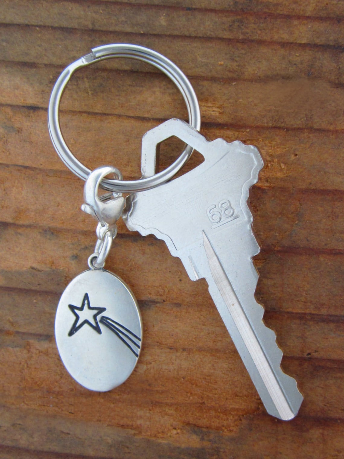 Sterling Silver Wolf Keychain Silver Shooting Star Keyring | Etsy