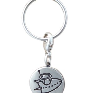 Sterling Silver Alien Keychain - Silver Rocketship Keyring - Alien ...