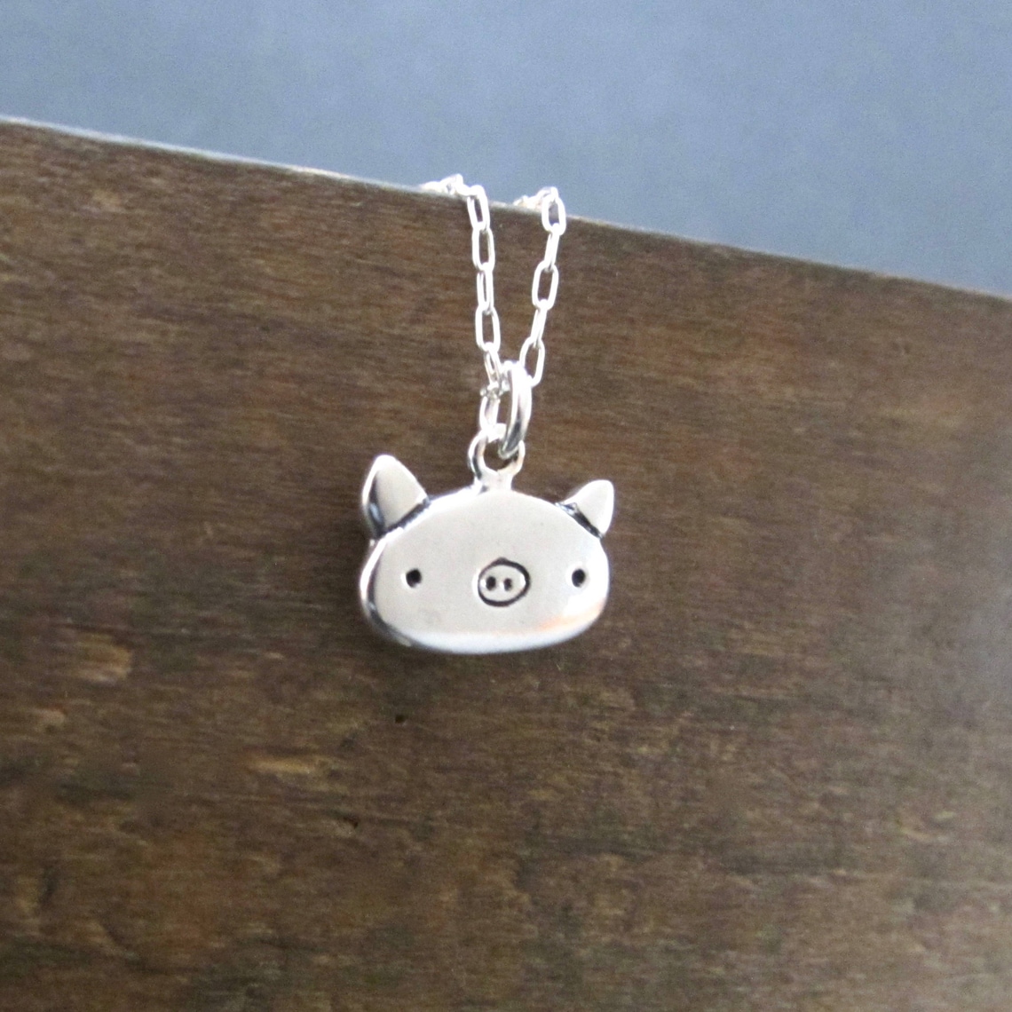 Little Pig Necklace Sterling Silver Pig Pendant or Charm on - Etsy