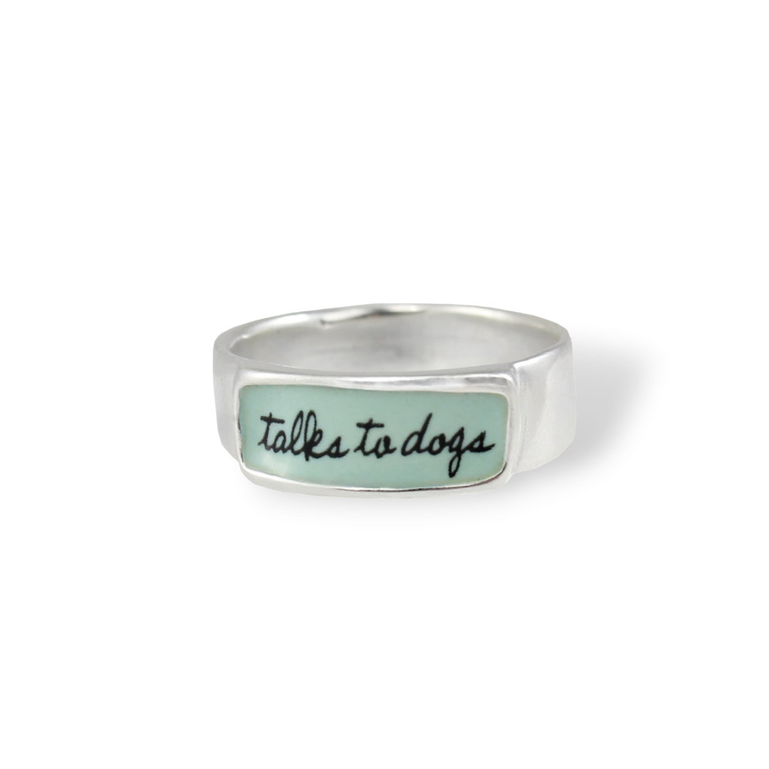 Talks to Dogs Band Ring: Sterling Silver Enamel Ring - Etsy