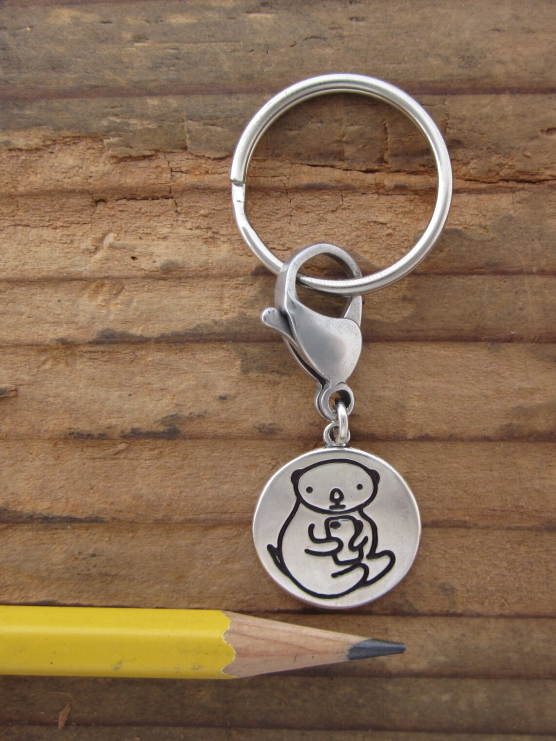 Sterling Silver Texting Otter Keychain Silver Sea Otter - Etsy