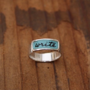 Write Band Ring - Sterling Silver and Vitreous Enamel Script Ring ...