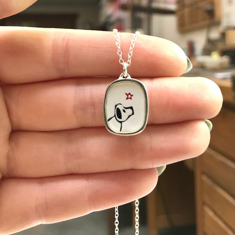 Dog Pendant Enamel and Silver Dog Necklace Sterling Silver - Etsy