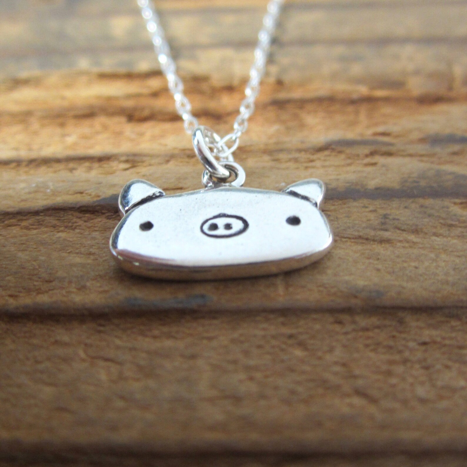 Little Pig Necklace Sterling Silver Pig Pendant or Charm on - Etsy