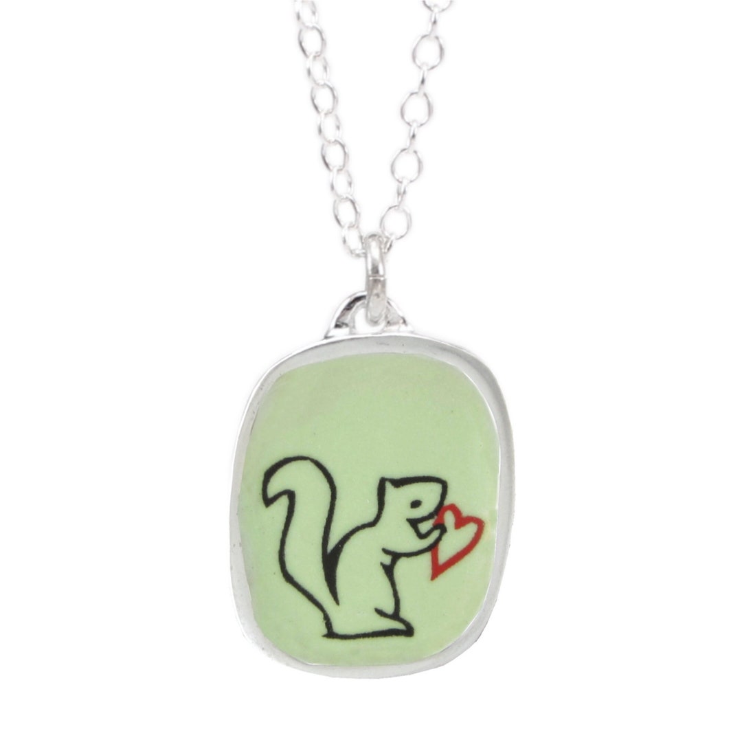 Squirrel Necklace Sterling Silver and Vitreous Enamel Squirrel Necklace ...