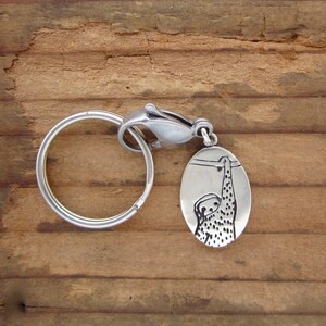 Sterling Silver Sloth Keychain Silver Keep Calm and Hang on Keyring ...