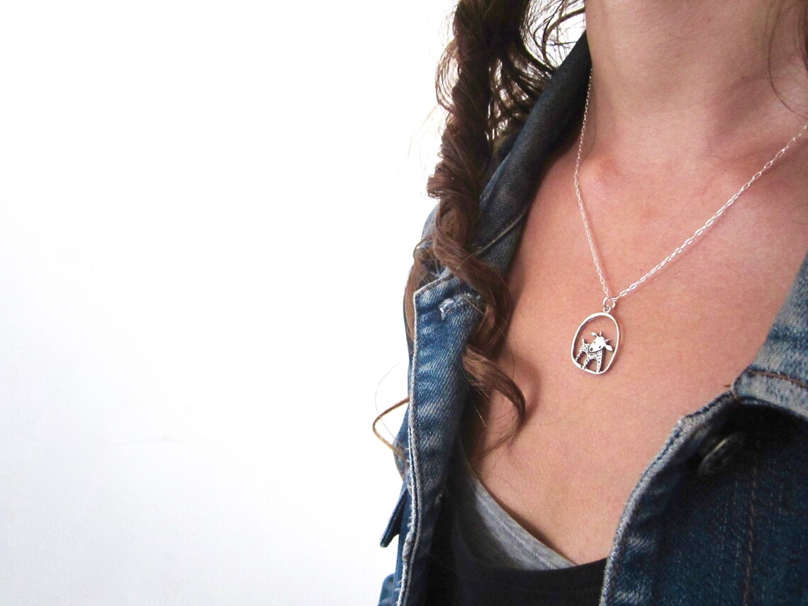 Sterling Silver Goat Charm Necklace Silver Goat Pendant - Etsy