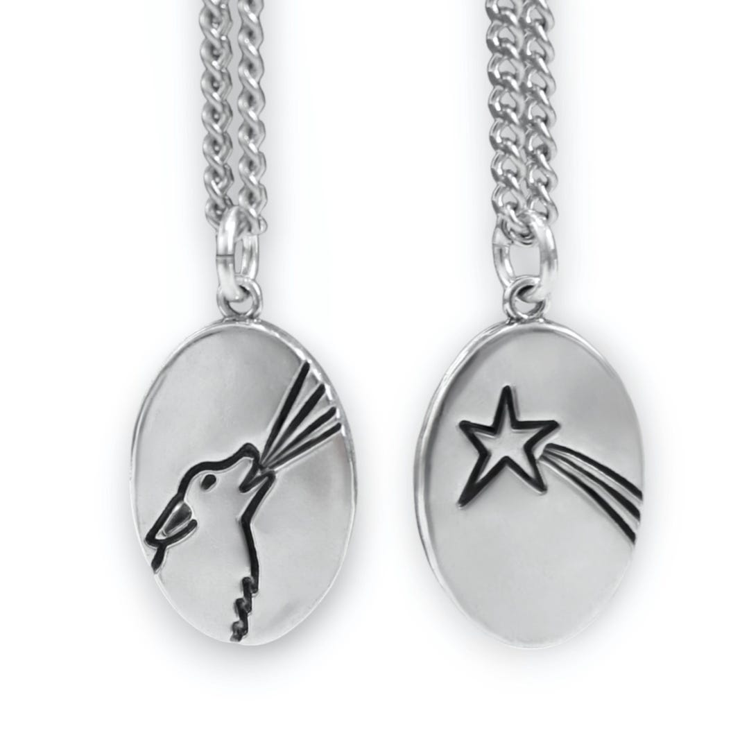 Sterling Silver Howling Wolf Necklace – Reversible Shooting Star, 24 ...