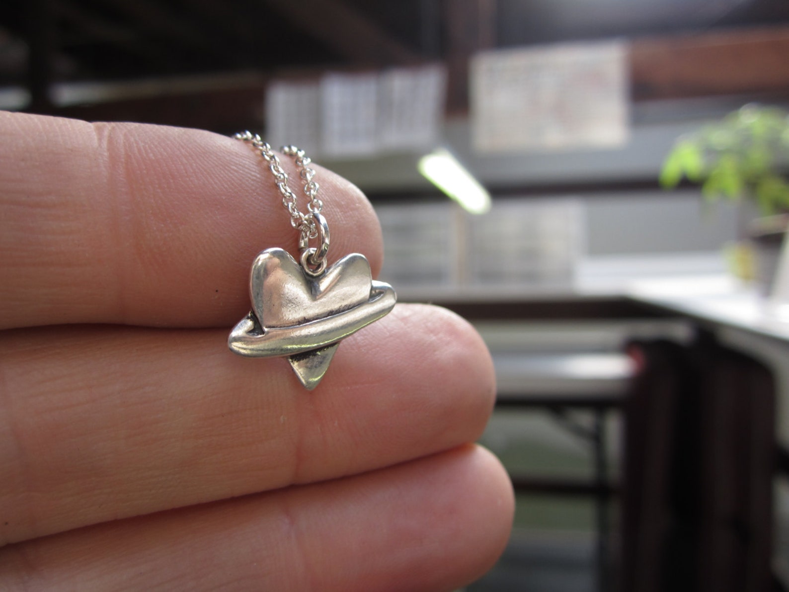 Sterling Silver Planet Heart Necklace: Adjustable Celestial Charm - Etsy