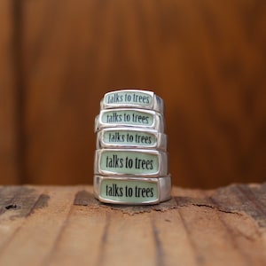 Talks to Trees Band Ring: Sterling Silver Vitreous Enamel - Etsy