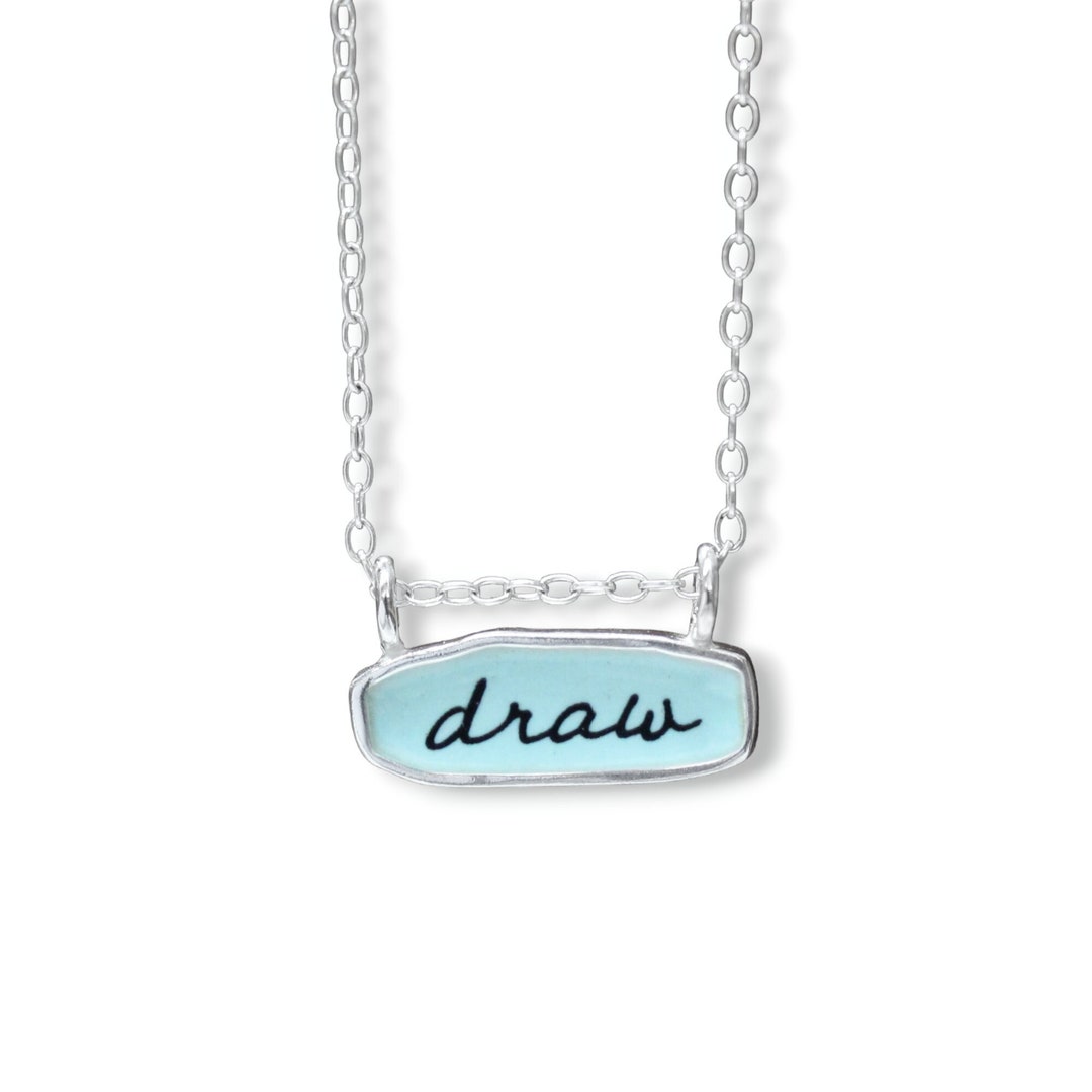 Sterling Silver Enamel Artist Necklace: Draw & Create Pendant - Etsy