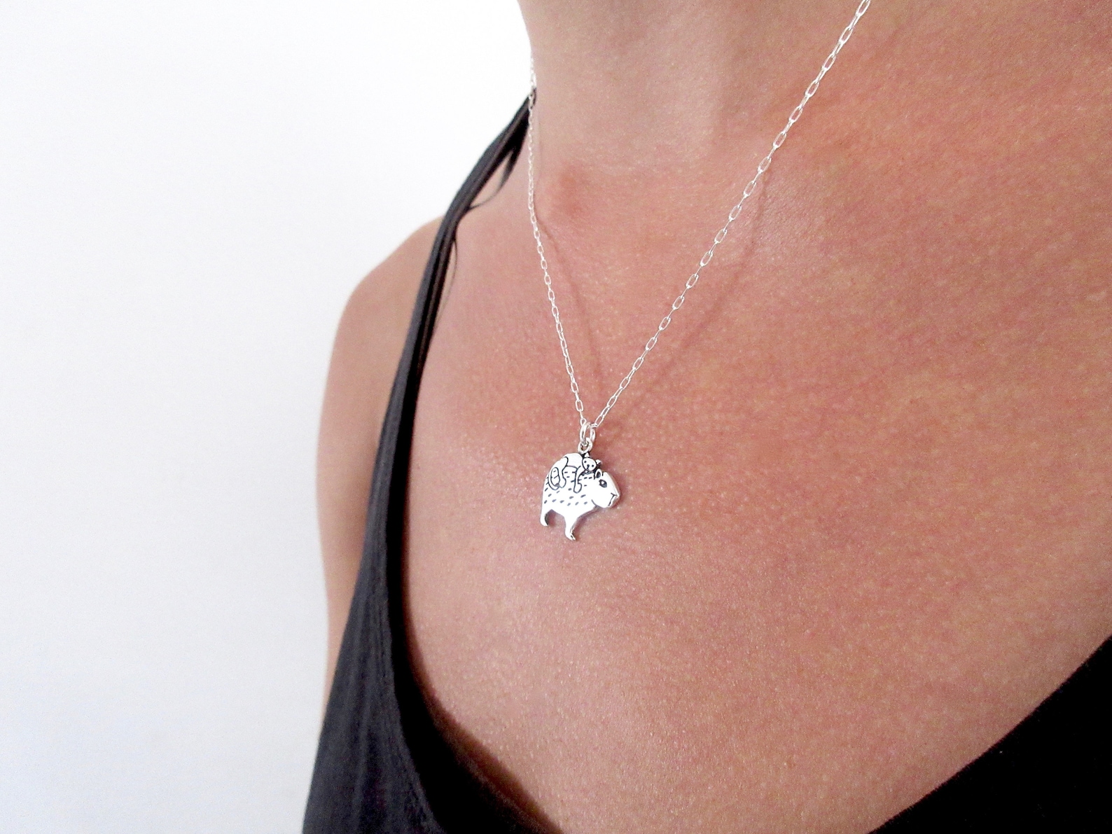 Sterling Cat and Capybara Charm Necklace Silver Silver | Etsy