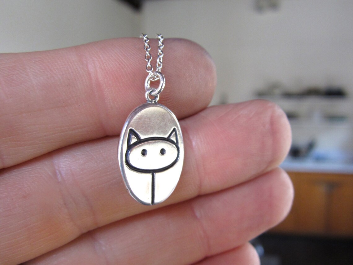 Cat Necklace Best Cat Ever Necklace Reversible Sterling - Etsy