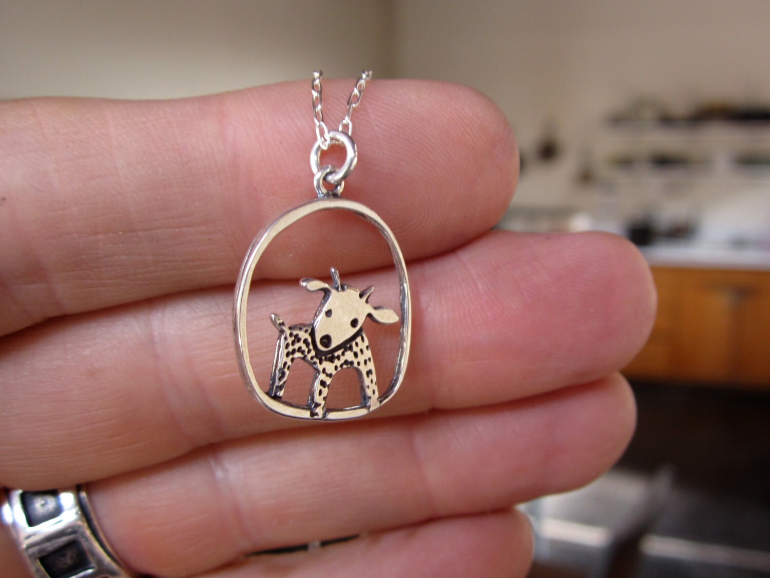 Sterling Silver Goat Charm Necklace Silver Goat Pendant - Etsy