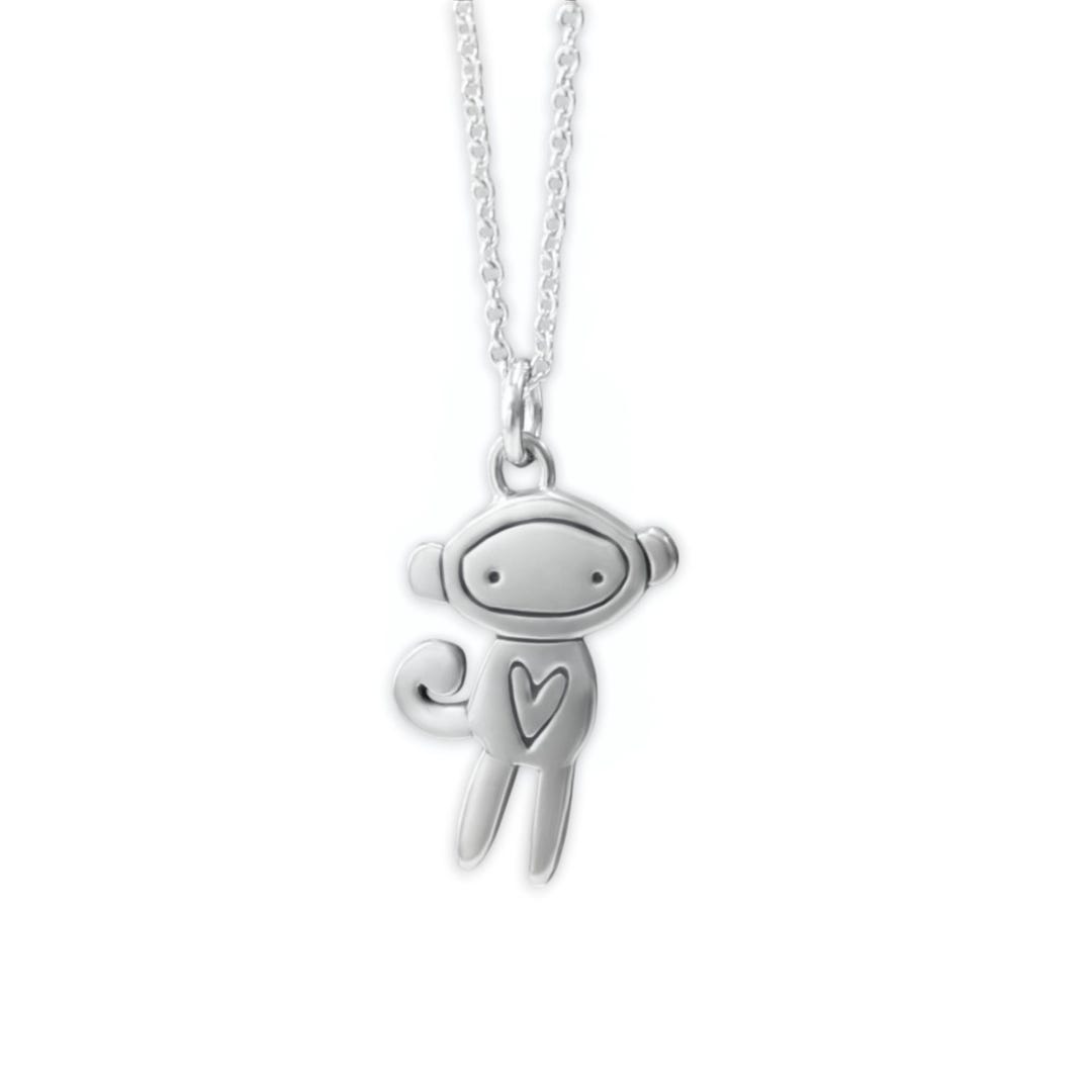 Tiny Sterling Silver Sock Monkey Necklace: Playful Charm - Etsy