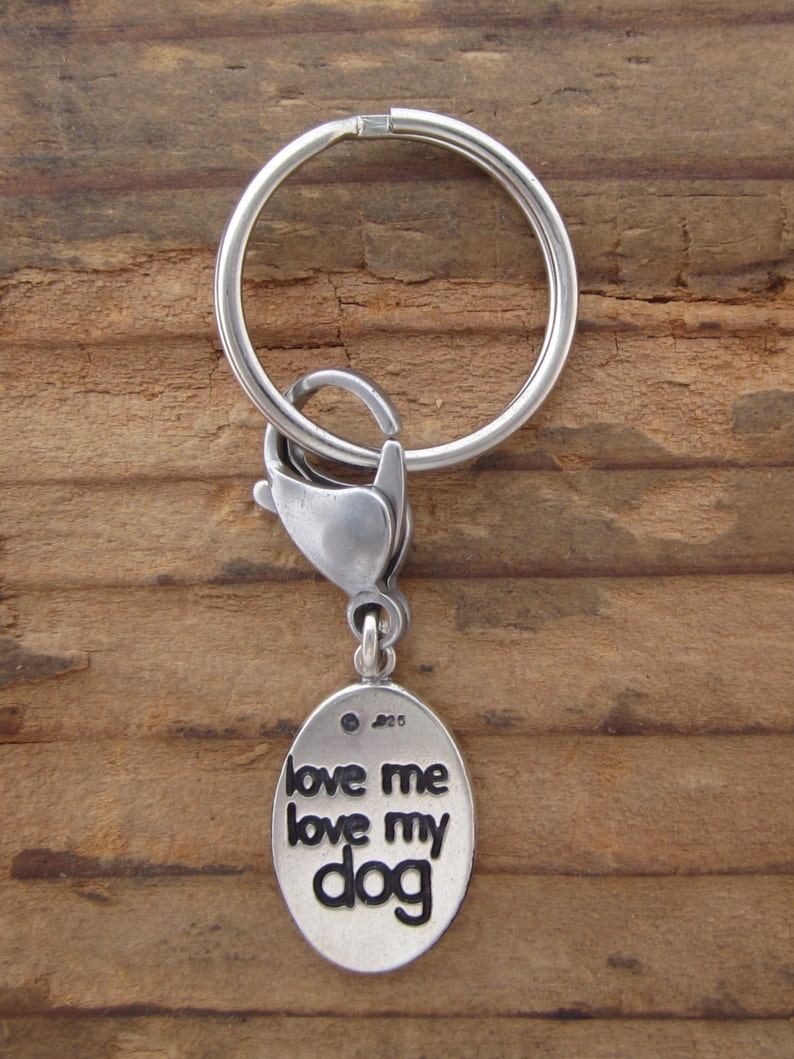 Sterling Silver Dog Charm Keychain – "love Me, My Dog" Reversible ...