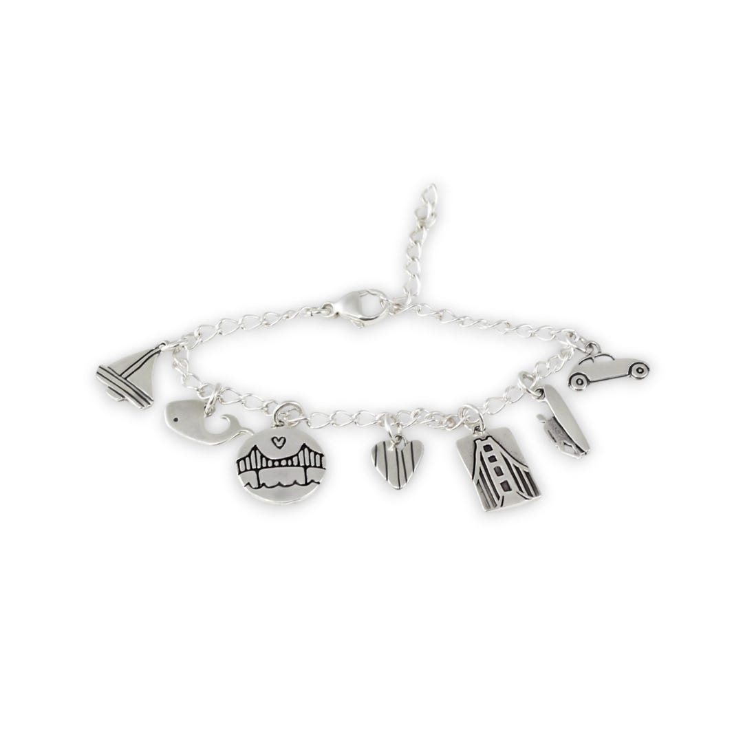 Golden Gate Bridge Charm Bracelet 100% Sterling Silver Charm Bracelet ...