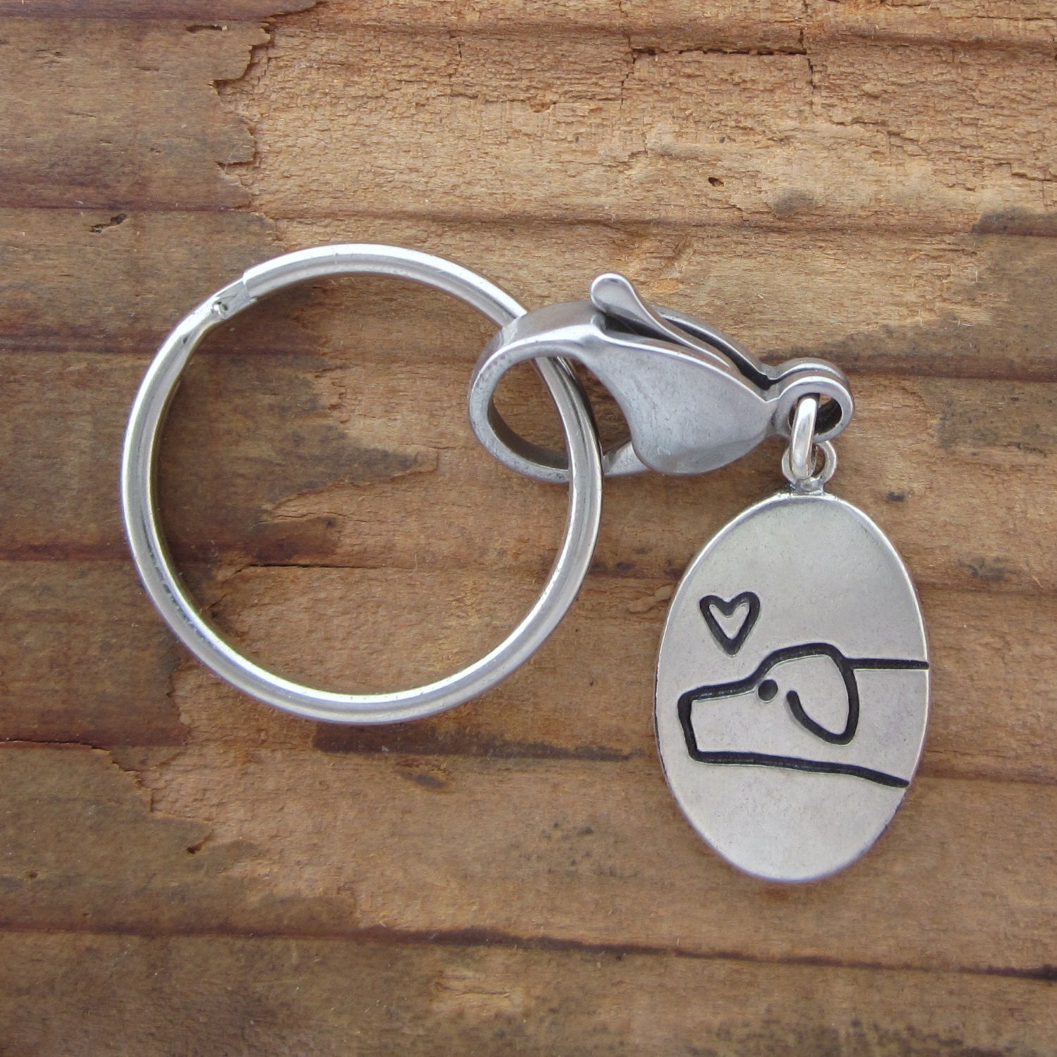 Sterling Silver Dog Keychain Love Me Love My Dog Keyring | Etsy