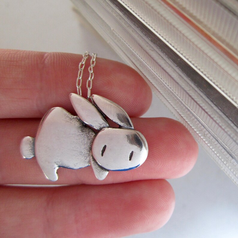 Sterling Silver Rabbit Charm Necklace Silver Bunny Pendant - Etsy