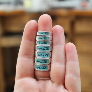 Write Band Ring - Sterling Silver and Vitreous Enamel Script Ring ...