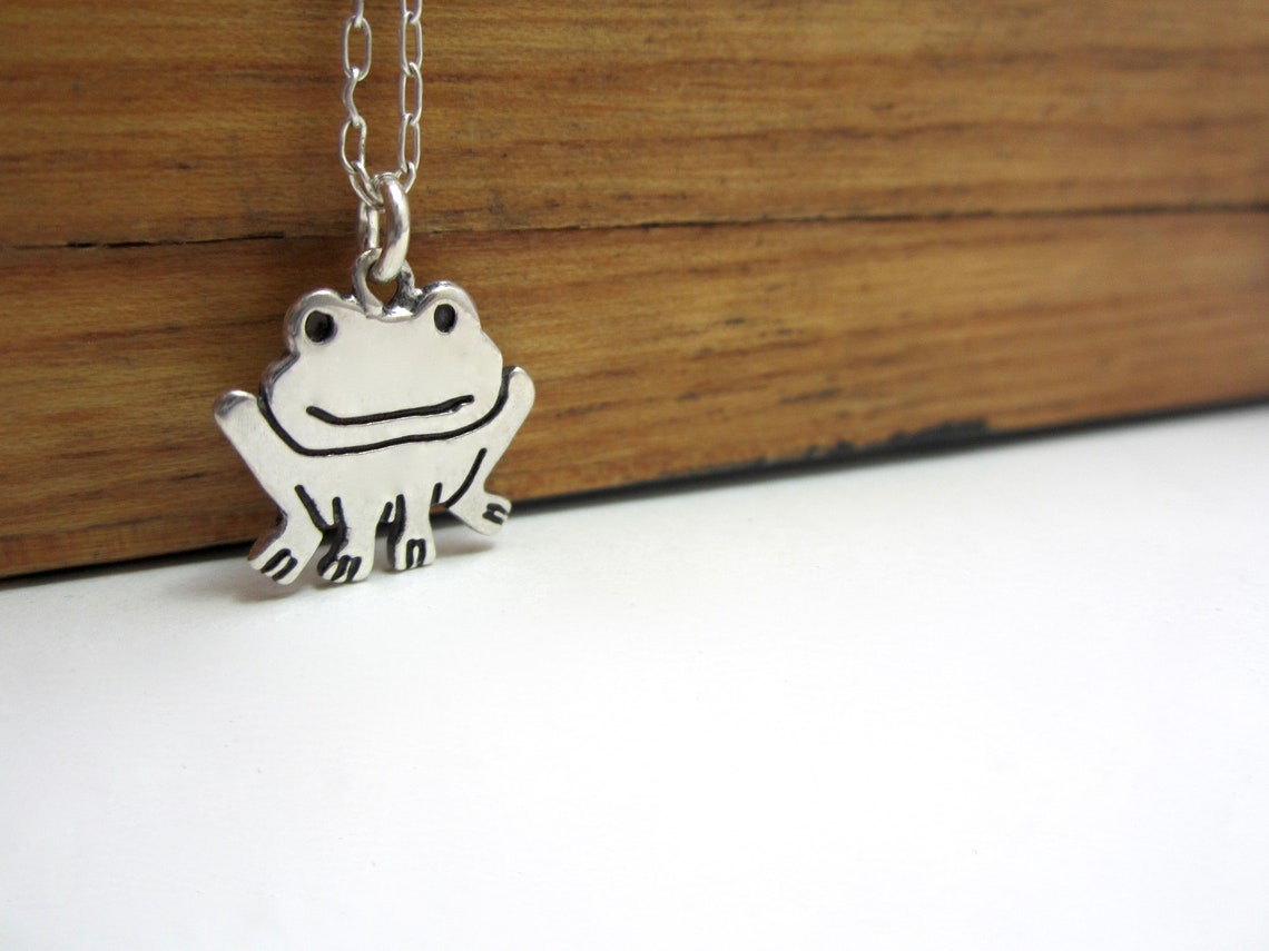 Sterling Frog Charm Necklace Silver Silver Frog Pendant on | Etsy