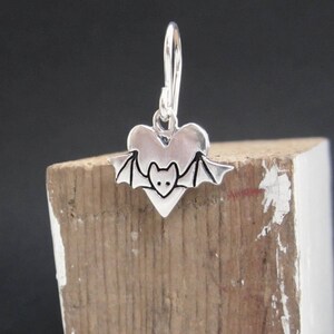 Bat Earrings - Sterling Silver Bat and Heart Earrings - Etsy