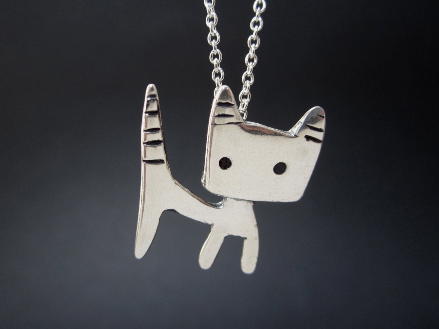 Tom-Tom Cat Necklace Sterling Silver Tomcat Pendant | Etsy