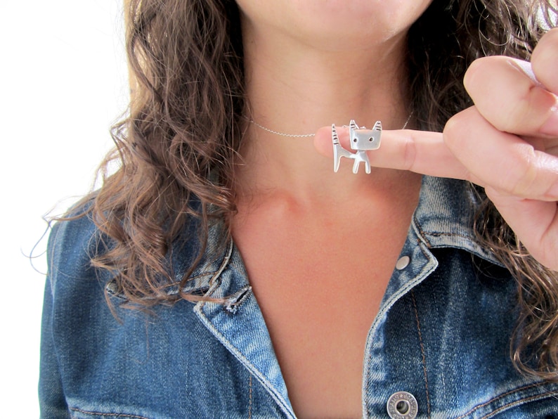 Tom-tom Cat Necklace Sterling Silver Tomcat Pendant on - Etsy