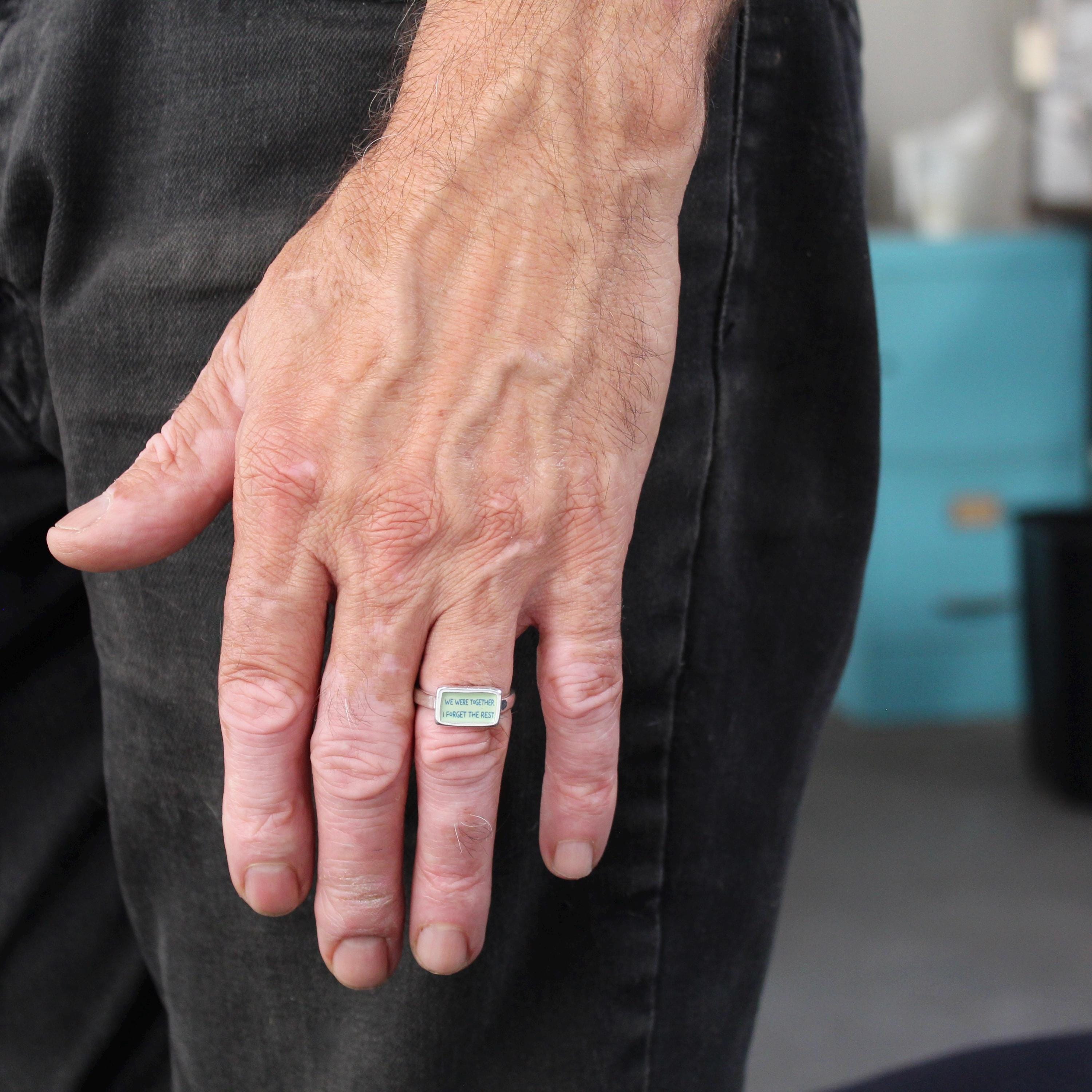 Sterling Silver Enamel Ring: Romantic Walt Whitman Quote - Etsy