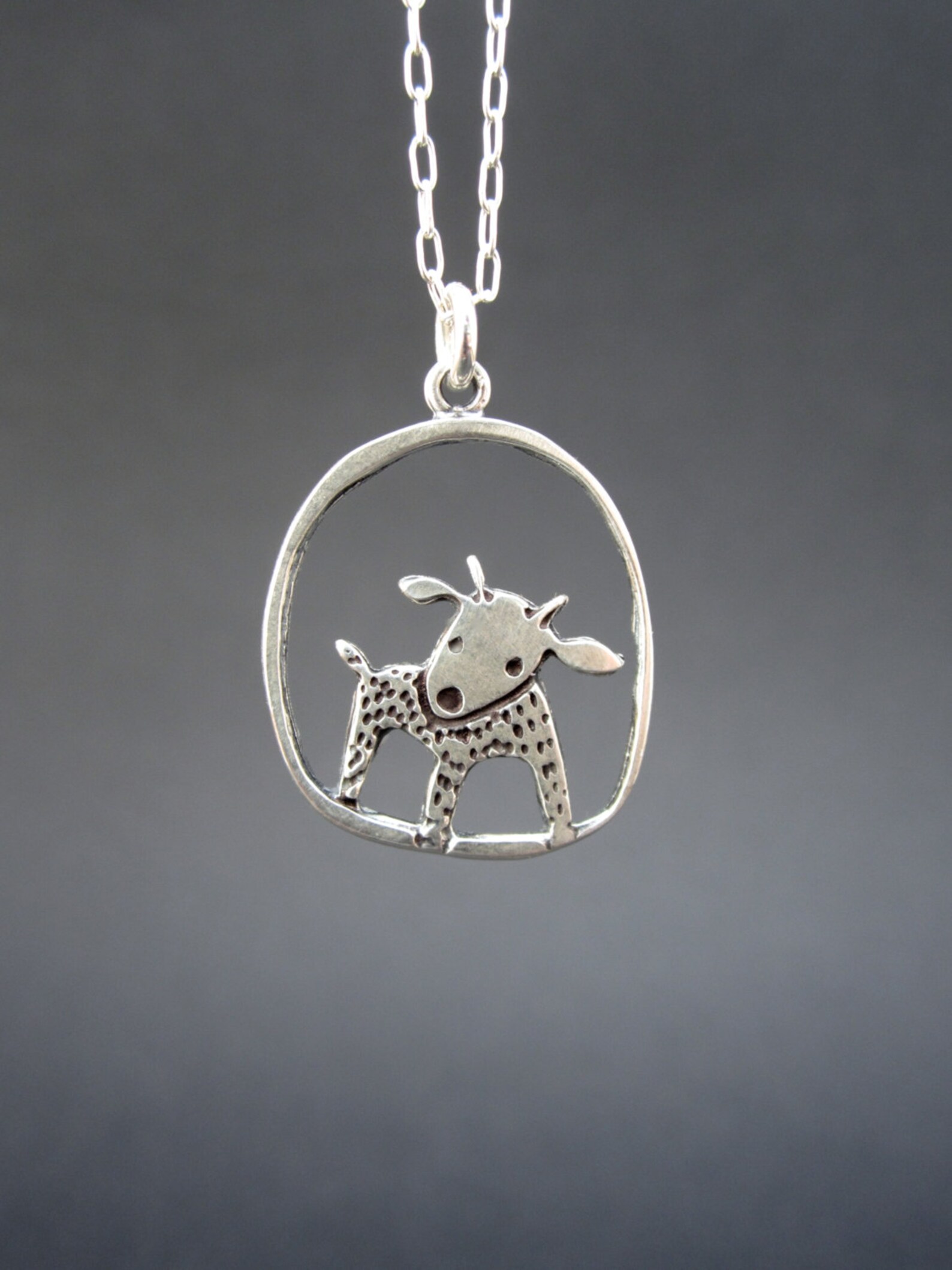 Sterling Silver Goat Charm Necklace: Handmade Adjustable Chain Pendant ...