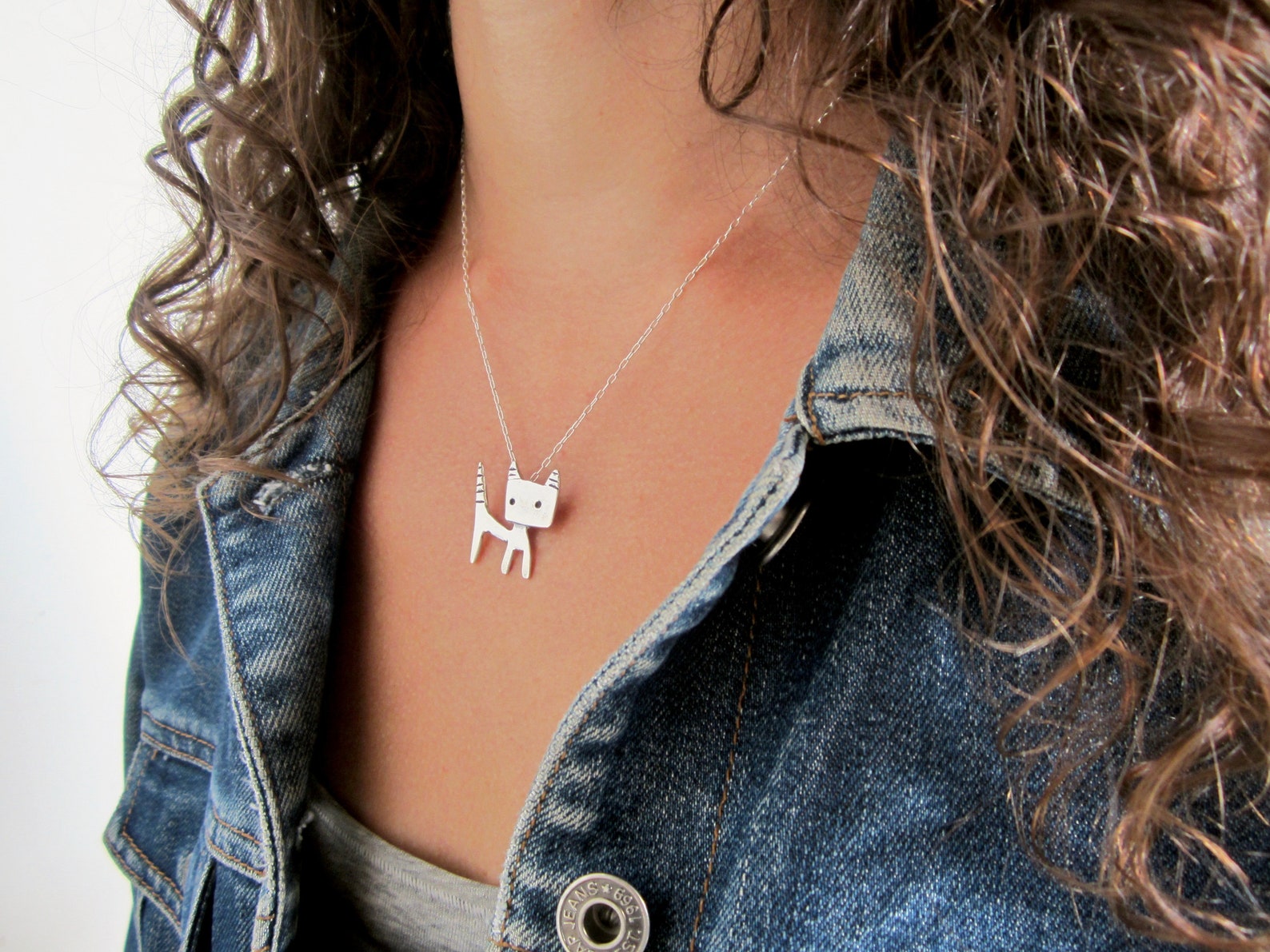 Tom-Tom Cat Necklace Sterling Silver Tomcat Pendant | Etsy