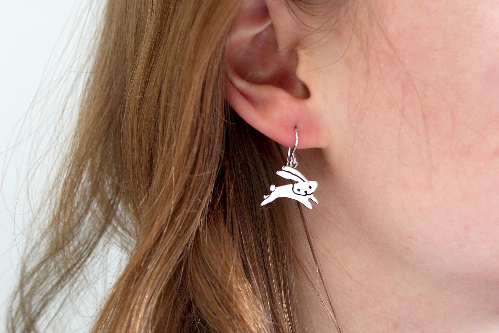Rabbit Earrings Sterling Silver Bunny Earrings Jumping | Etsy