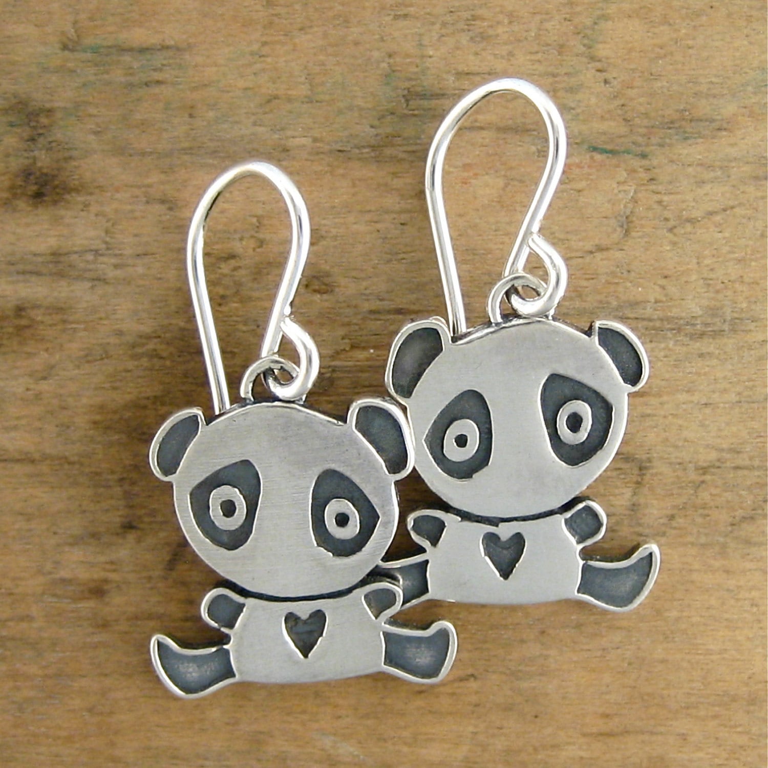 Little Panda Earrings - Sterling Silver Panda Bear Earrings - Etsy