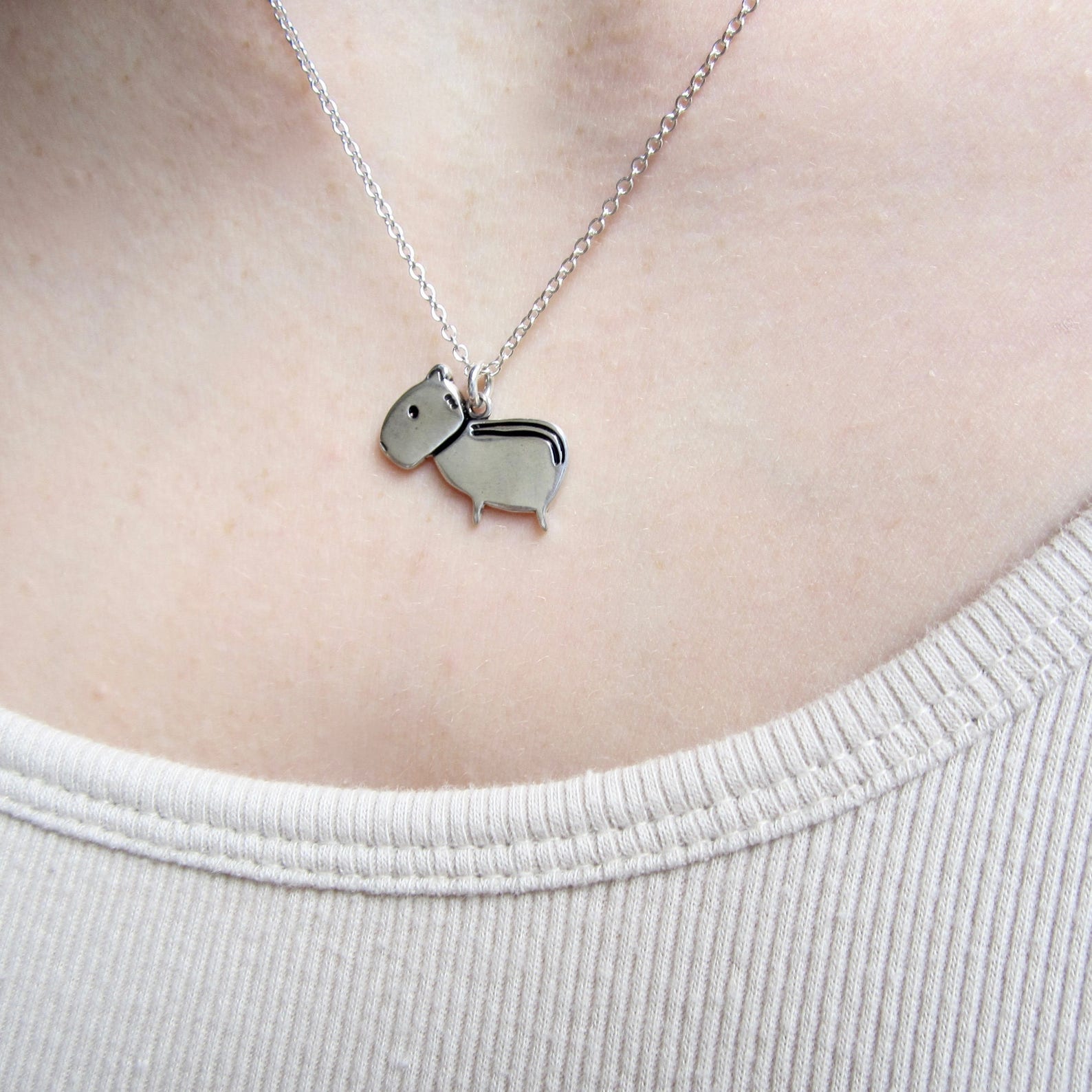 Sterling Capybara Necklace Silver Capybara Pendant on - Etsy