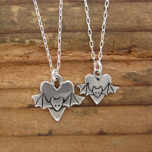 Bat Earrings - Sterling Silver Bat and Heart Earrings - Etsy