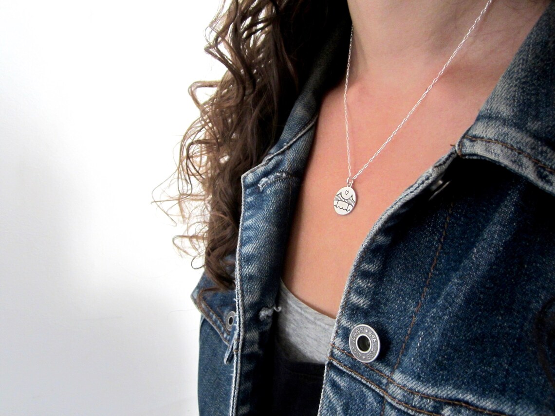 Sterling Silver Golden Gate Bridge Necklace San Francisco - Etsy