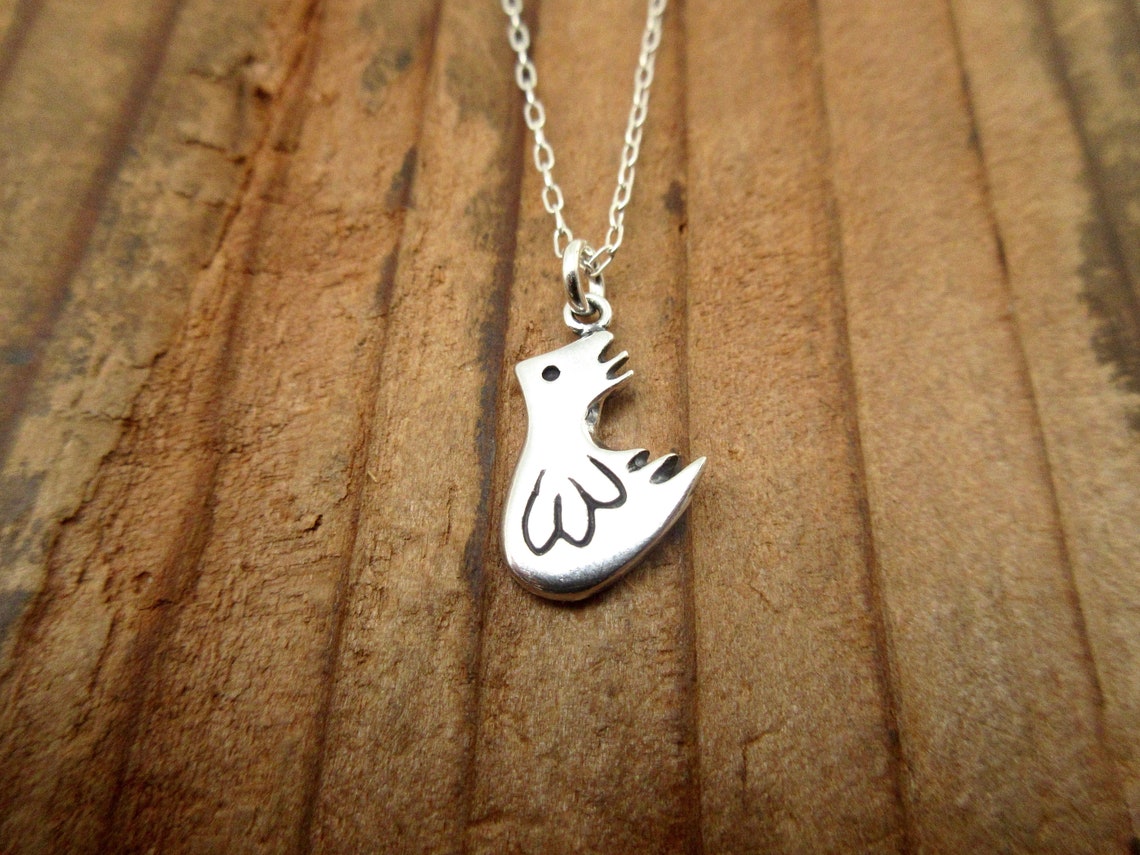 Little Chicken Necklace Sterling Silver Chicken Pendant on - Etsy