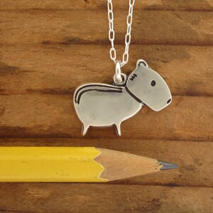 Sterling Capybara Necklace - Silver Capybara Pendant on Adjustable ...