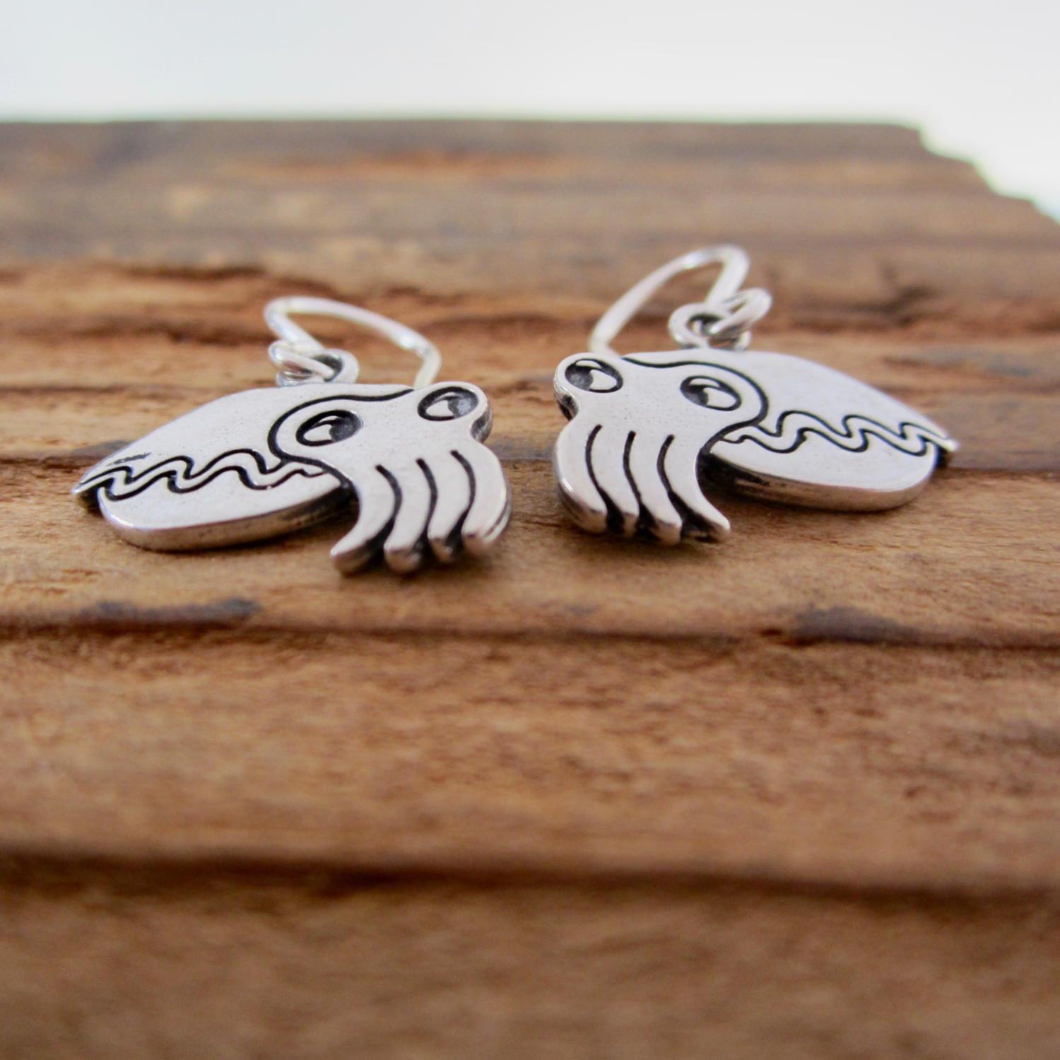 Cuttlefish Earrings Sterling Silver Cuttlefish Earrings | Etsy