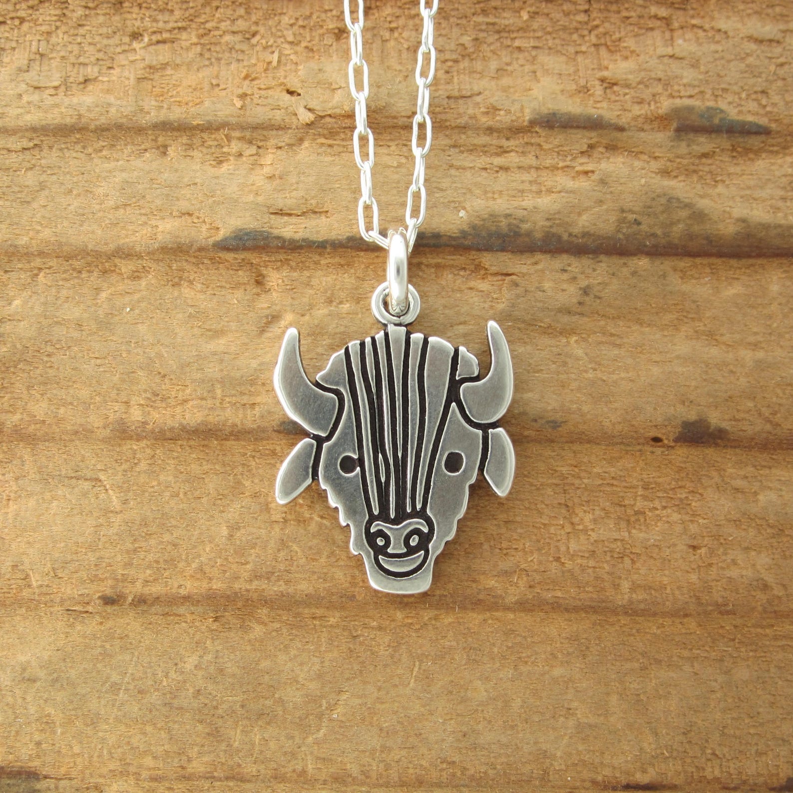 Sterling Silver Buffalo Necklace Cute Bison Pendant - Etsy